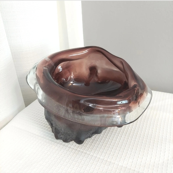 unmarked | Art | Abstract Rolled Edge Amethyst Glass Bowl Raco Style ...